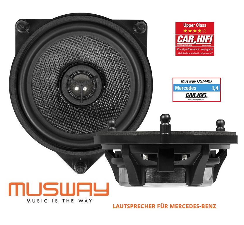 MUSWAY CSM-42X Koax 10 cm 4” 2-WEGE KOAX-LAUTSPRECHER für MERCEDES-BENZ C / GLC / E Klasse